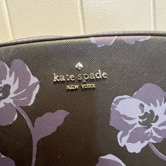 kate spade | Bags | Kate Spade Square Crossbody Black Blue Floral Purse ...